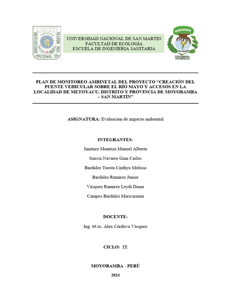 Plan de Monitoreo Ambiental | PDF | ruido | Entorno natural