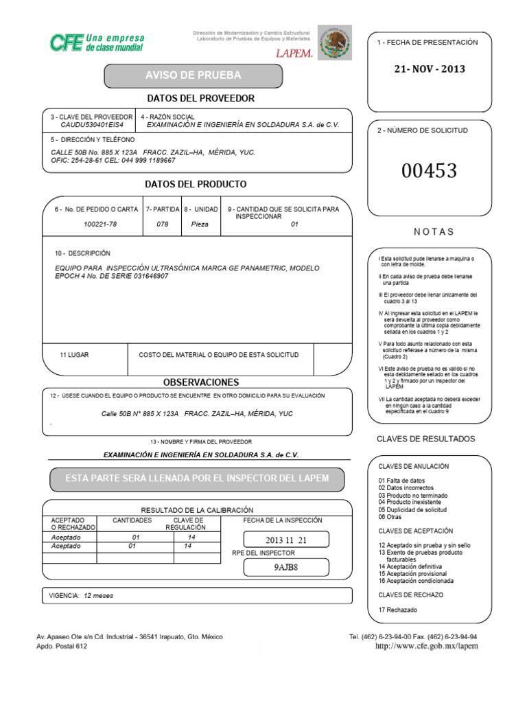 CERTIFICADO CALIBRACION DE EQUIPO DE ULTRASONIDO | PDF