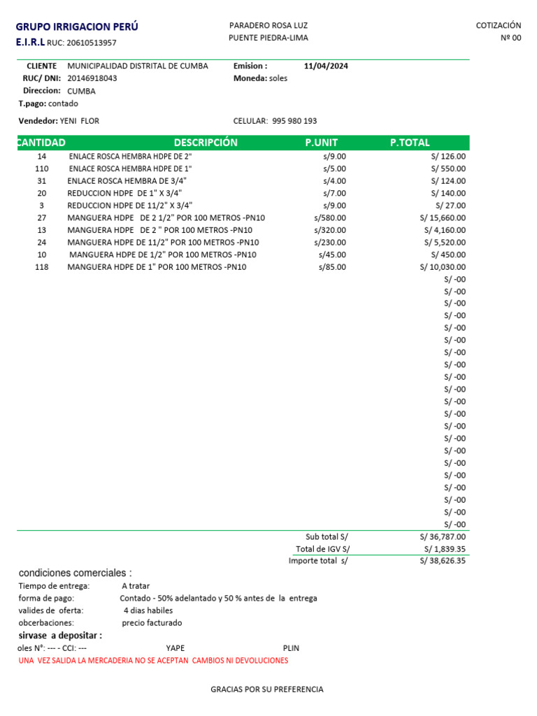 COTIZACION DE IRRIGACION1v.pdf 908765 | PDF