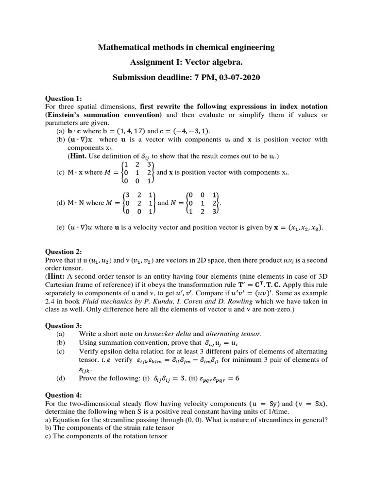 Assignment 1 Vector | PDF | Euclidean Vector | Tensor Assignment 1 Vector | PDF | Euclidean Vector | Tensor