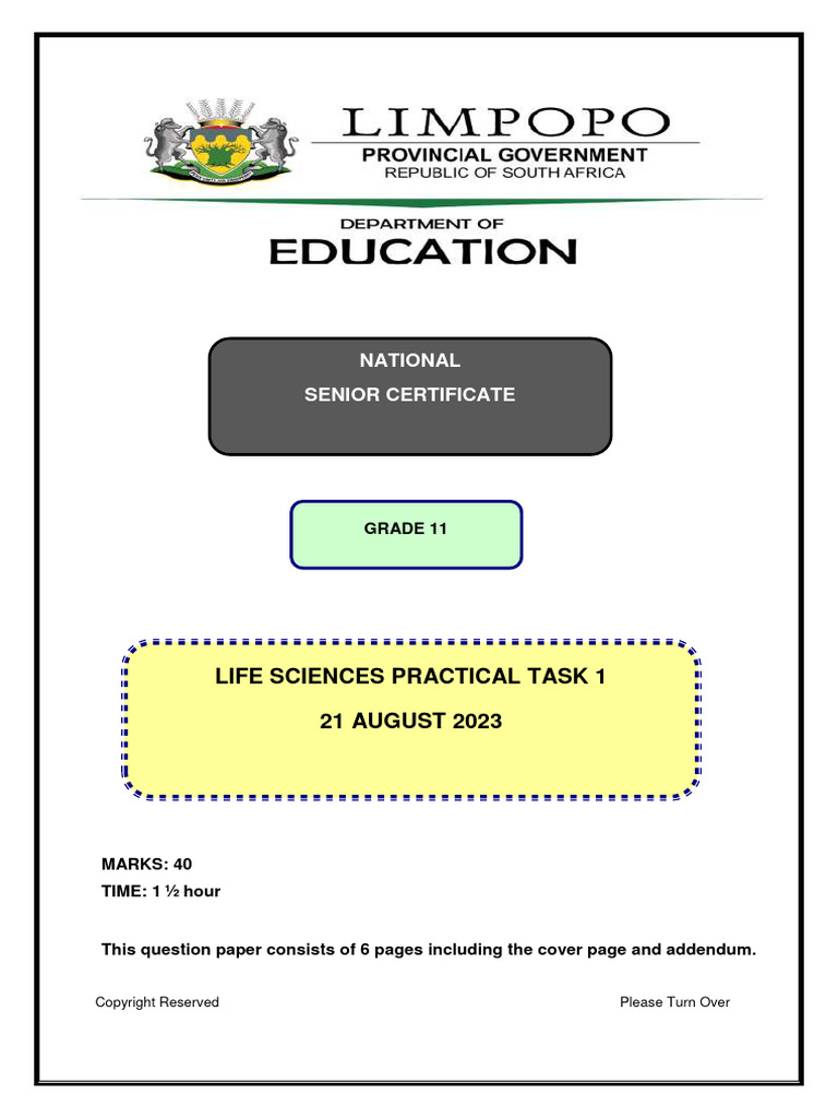 LFSC GR 11 Practical Task 2 LIM2023 QP ENG | PDF | Lung | Respiratory System