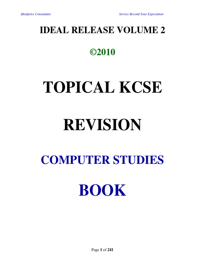 1. TOPICAL COMPUTER STUDIES BOOKLET | PDF | Computer Data Storage | Hard Disk Drive