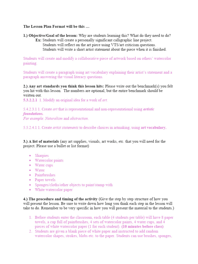 art 396 visual literacy lesson plan nelson | PDF | Paintings | Literacy