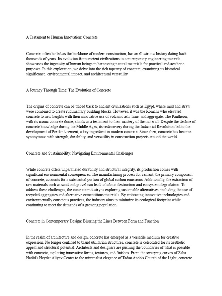 Concrete Essay 1 | PDF | Concrete | Cement