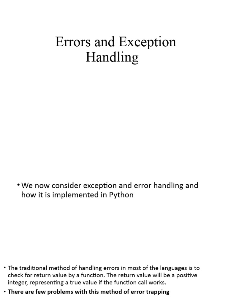Exceptions And Error Trapping In Python Autosaved Pdf Data Type Class Computer Programming