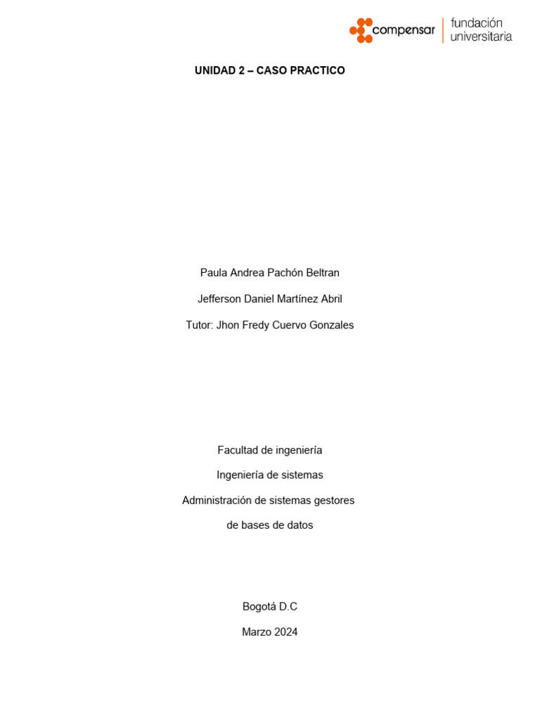 Unidad 2 - Caso Practico | Descargar gratis PDF | Bases de datos | Salario