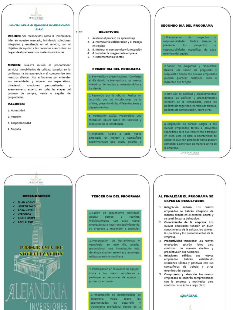 Triptico de Programación de Socialización | PDF | Negocios | Relaciones personales, crianza y ...