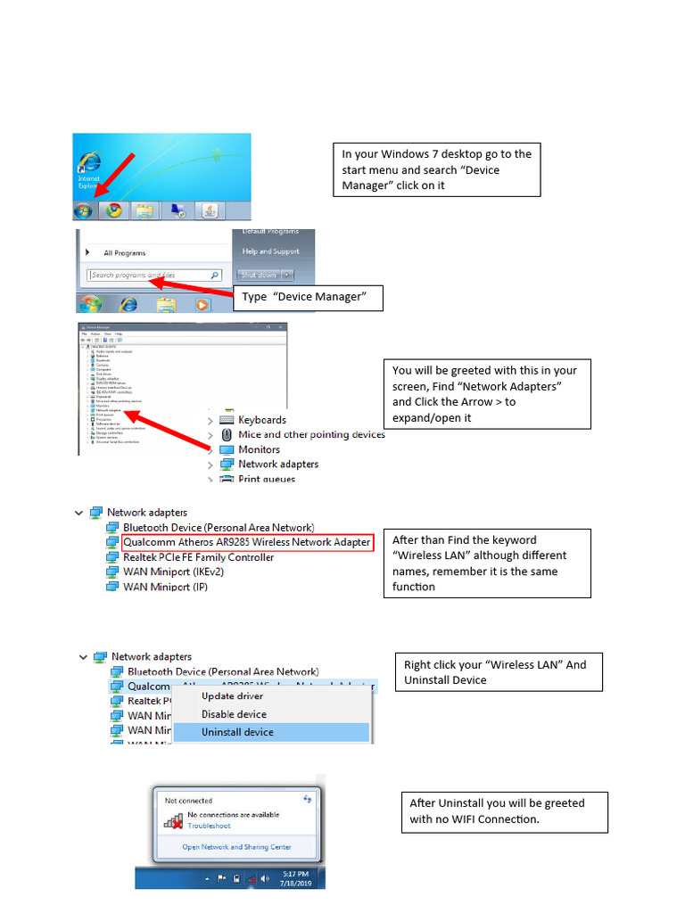 Windows 7 Wireless LAN Uninstallation | PDF