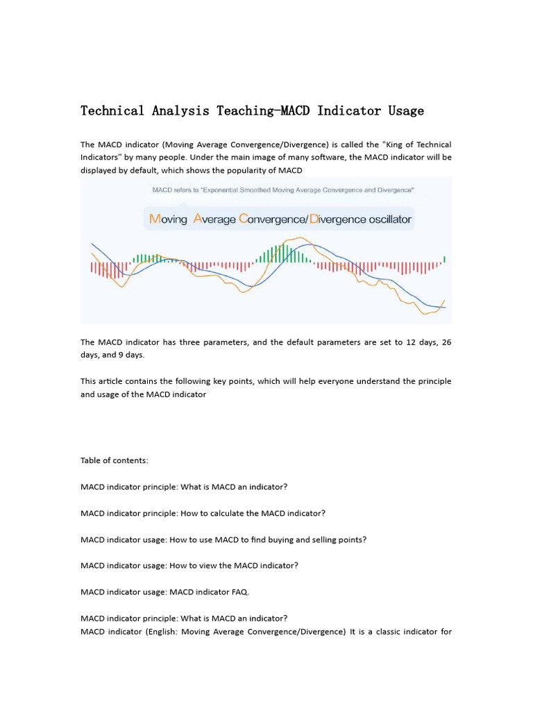 MACD technical indicator | PDF | Analysis | Investing
