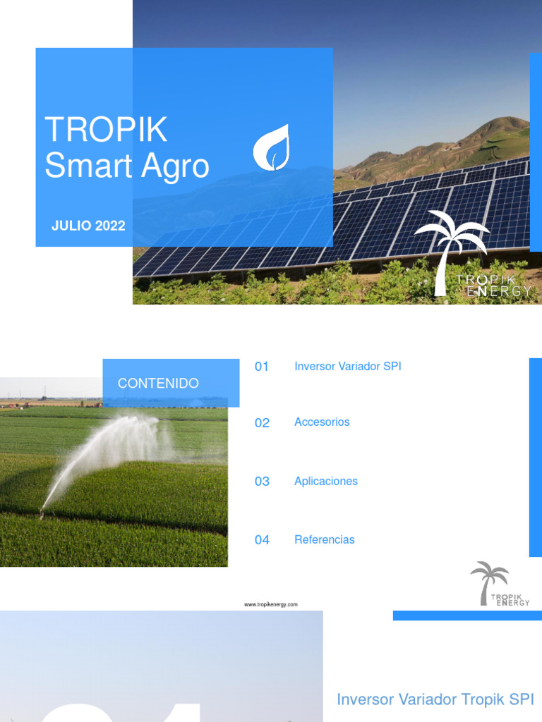 1 Presentación Tropik Smart Agro - Tropik Venezuela Julio 22pdf | PDF | Riego | Energía solar