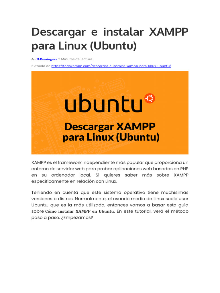 Descargar e Instalar XAMPP Para Linux | PDF | Php | Mi sql