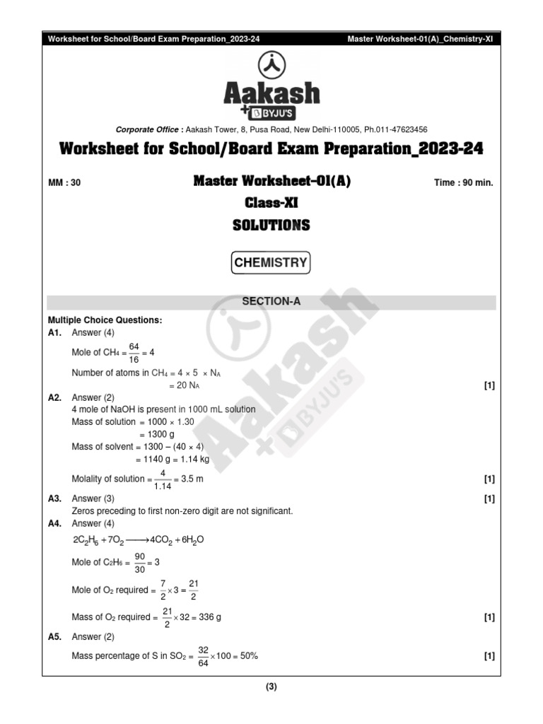 Master WS-01 (A) - Chemistry - XIth - Some Basic Concepts of Chemistry ... Master WS-01 (A) - Chemistry - XIth - Some Basic Concepts of Chemistry ...