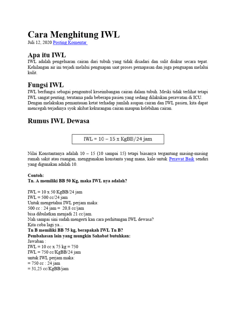 Cara Menghitung IWL | PDF
