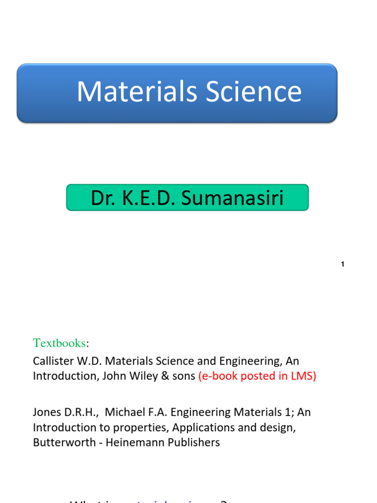 Materials Science - Lecture #1 - Introduction | PDF | Nanotechnology ...