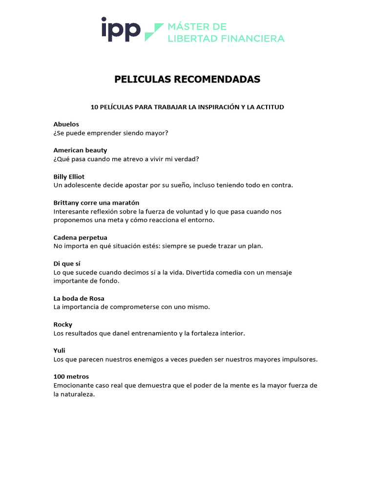 Peliculas Recomendadas para El MDLF V03 | PDF