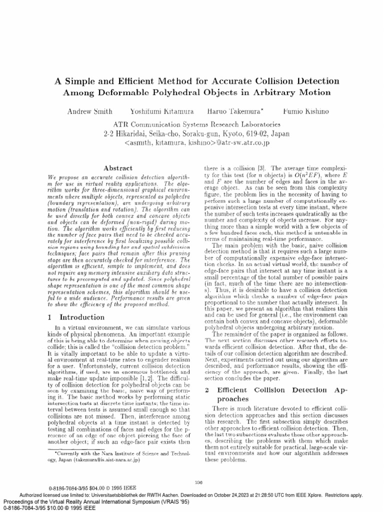 A Simple and Efficient Method For Accurate Collision Detection Among ... A Simple and Efficient Method For Accurate Collision Detection Among ...