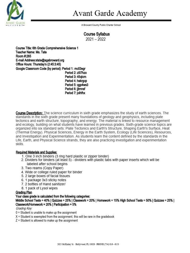 Comprehensive Science 1 and 2 Syllabus Template 2021-22 | PDF ...