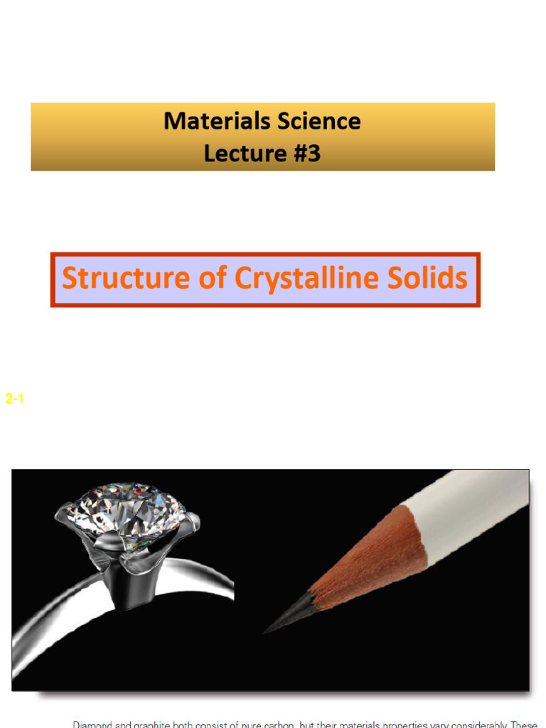 Materials Science Lecture #3a - Crystal Structure | PDF | Crystal ...