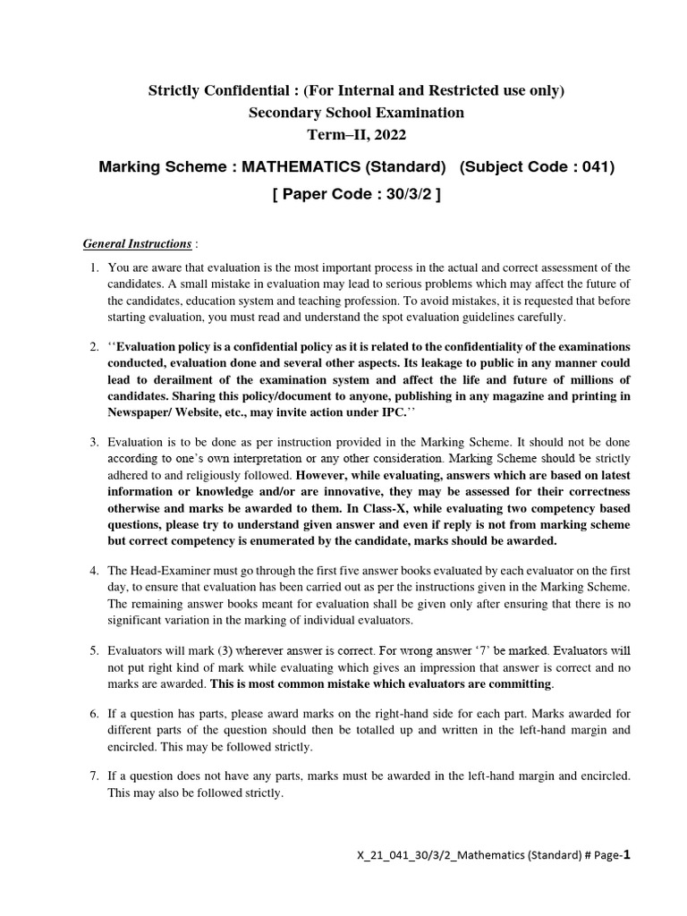 Marking Scheme 041_30_3_2 | PDF | Evaluation | Standardized Tests