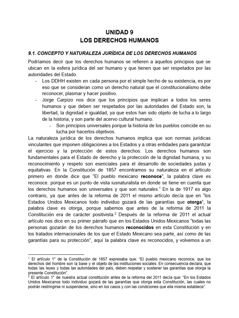 UNIDAD 9 Los Derechos Humanos | PDF | Derechos humanos | Constitución