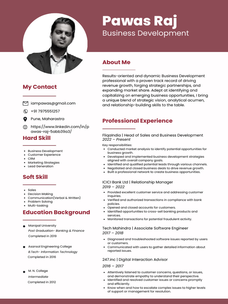 Pawas BD Resume | PDF | Customer Relationship Management | Business ...