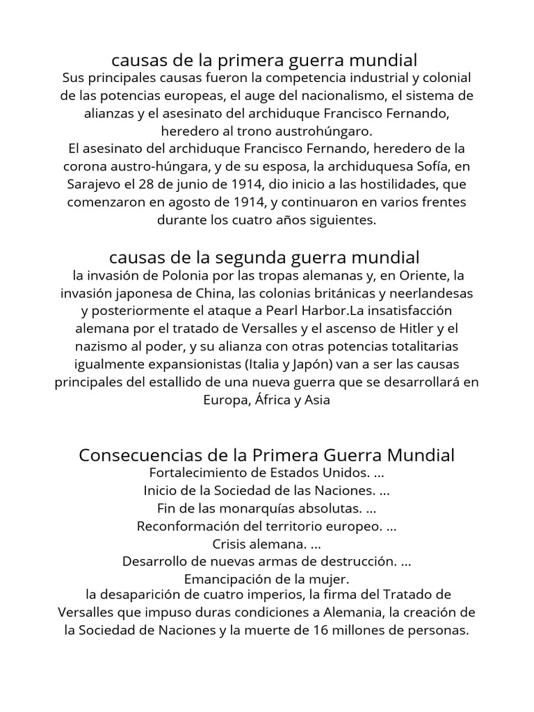 causas de las primera guerra mundial | PDF | Segunda Guerra Mundial | Primera Guerra Mundial