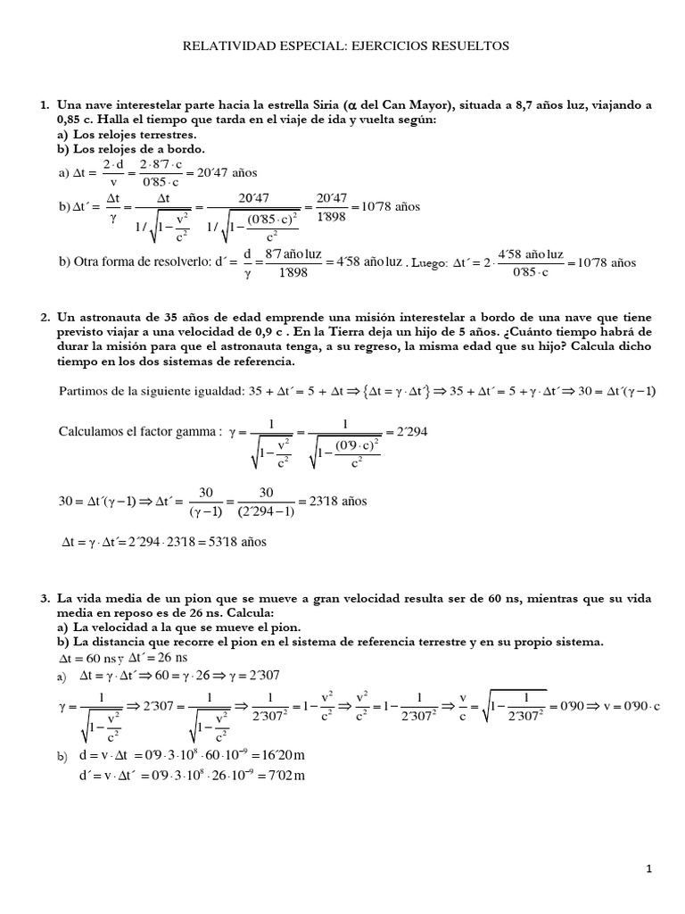Ejercicios Resueltos de Relatividad | PDF | Electronvoltio | Física