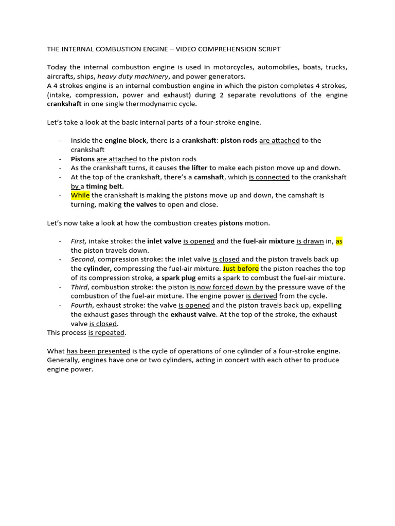 Understanding Four-Stroke Engines | PDF | Internal Combustion Engine ...