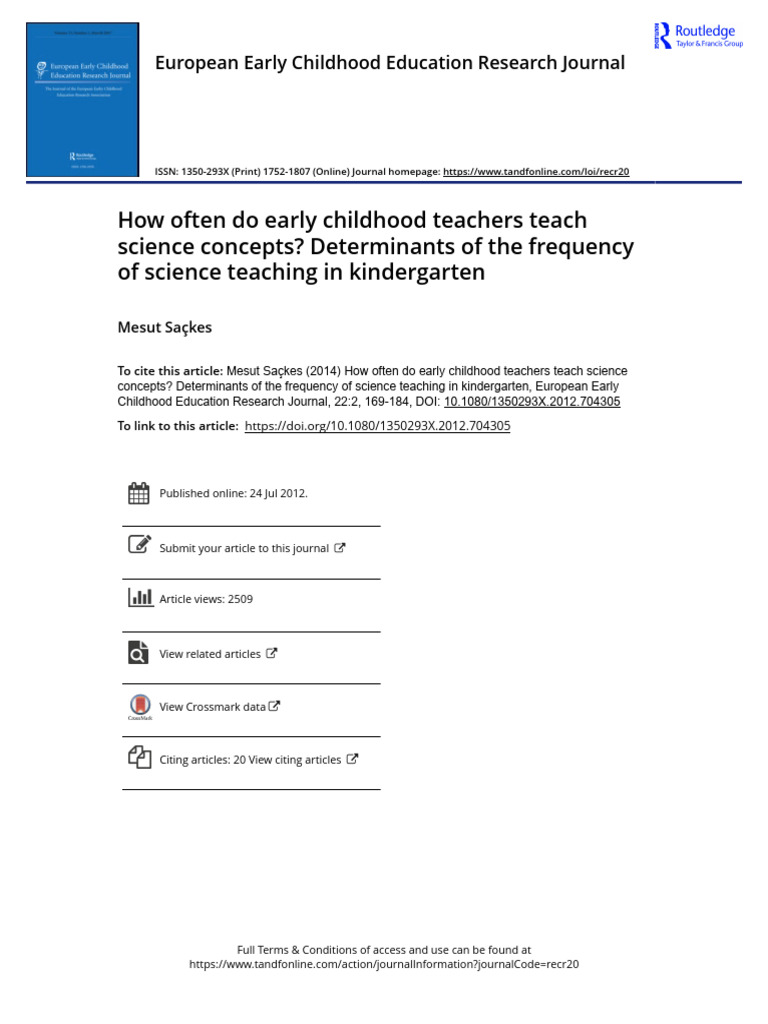 How Often Do Early Childhood Teachers Teach Science Concepts ...