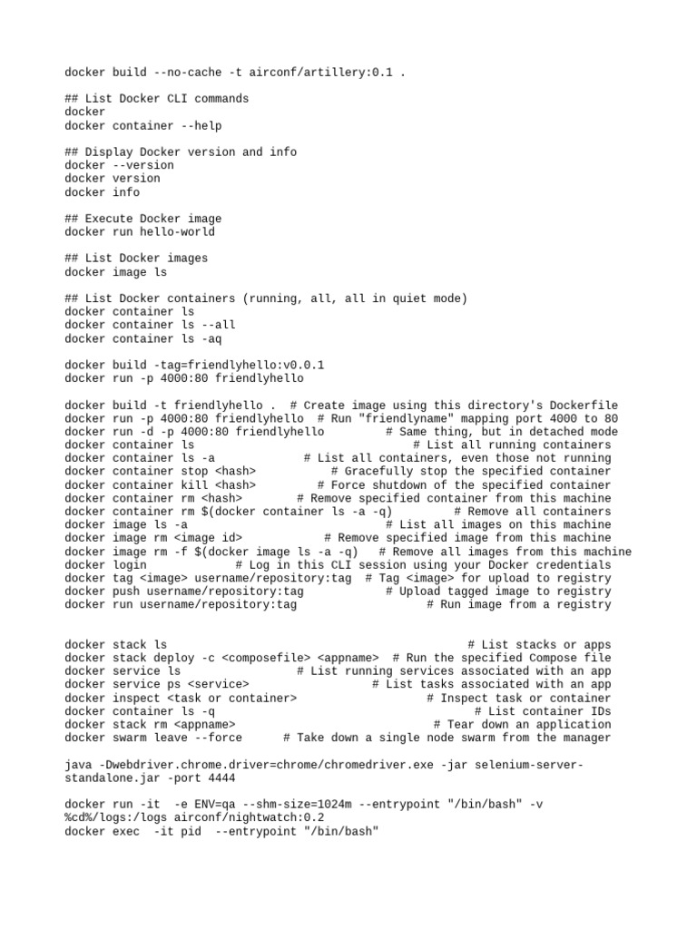 Docker Commands Pdf Command Line Interface Software Engineering