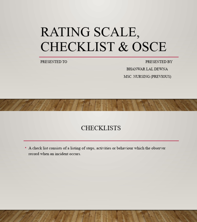 Rating Scale, Checklist & Osce | PDF