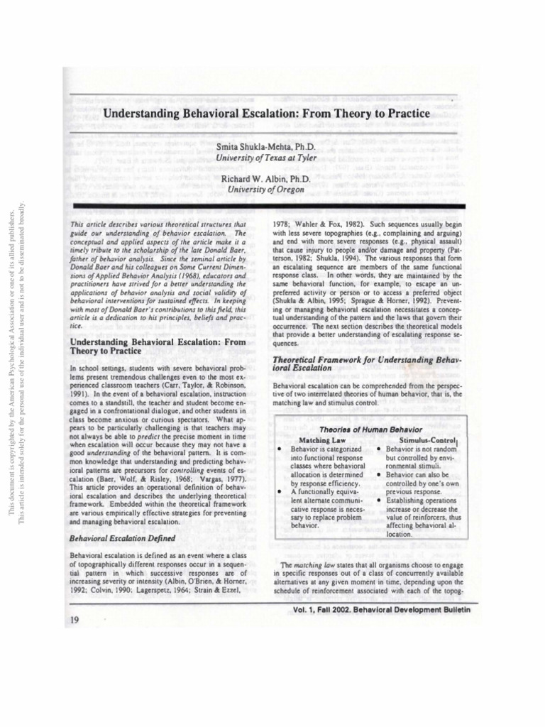 Smita Shukla-Mehta & Richard Albin - Understanding Behavioral ...