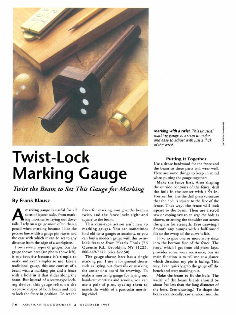 Twist-Lock Marking Gauge | PDF | Cutting Tools | Tools