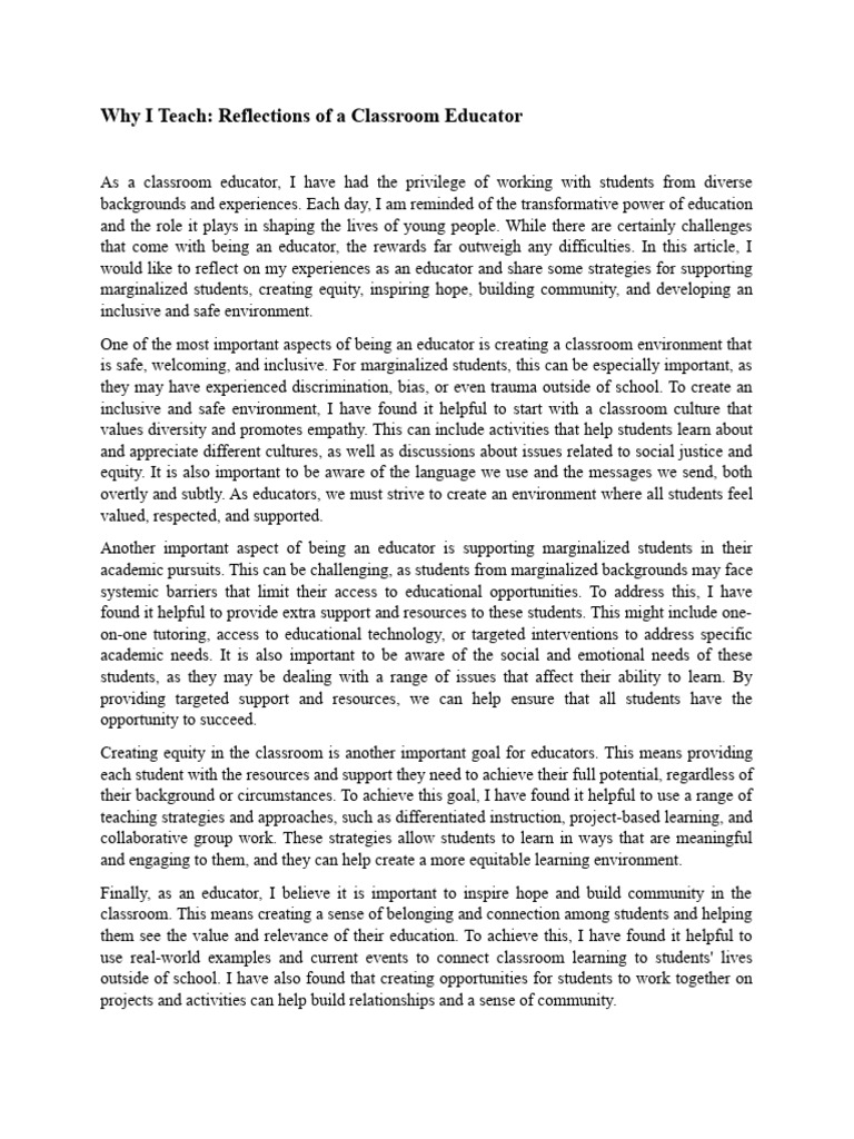 Why I Teach | PDF | Project Based Learning | Human Communication