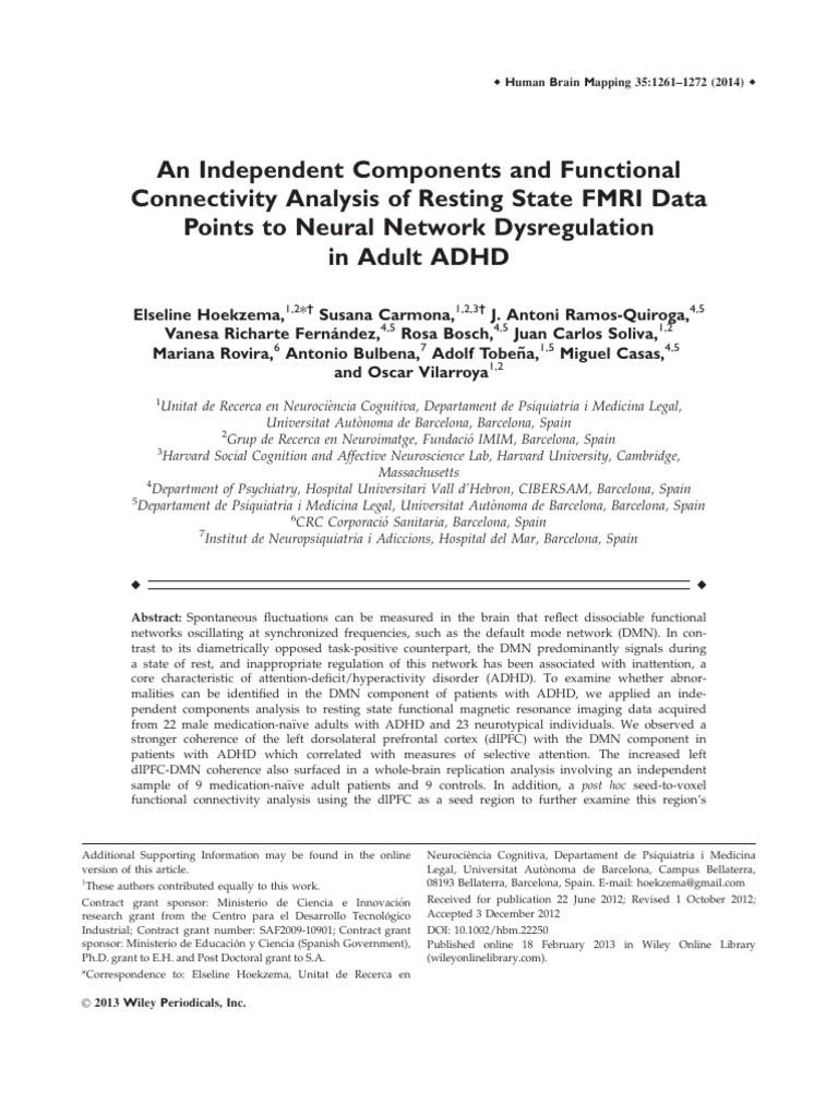 An Independent Components and Functional Connectivity Analysis of Resting State FMRI Data Points ...