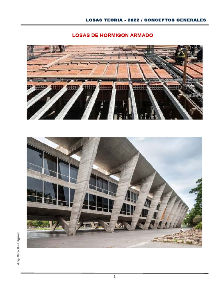Losas Teoria 1-Conceptos Generales | PDF | Viga (Estructura) | Hormigón