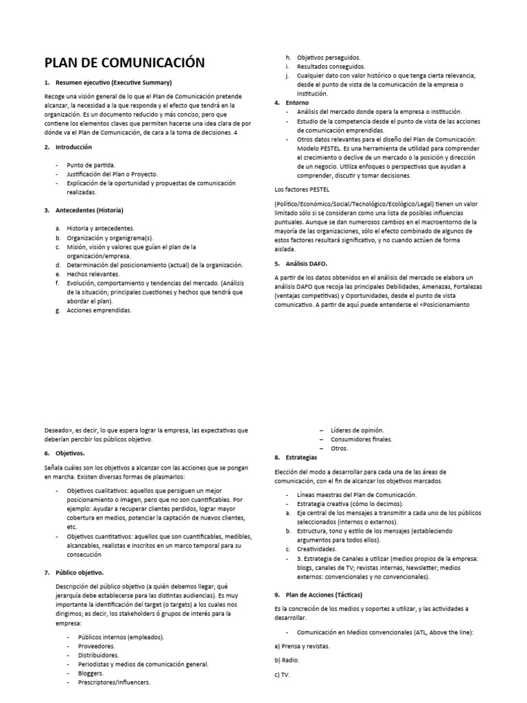 Elemntos Plan de Comunicación | PDF | Análisis FODA | Business