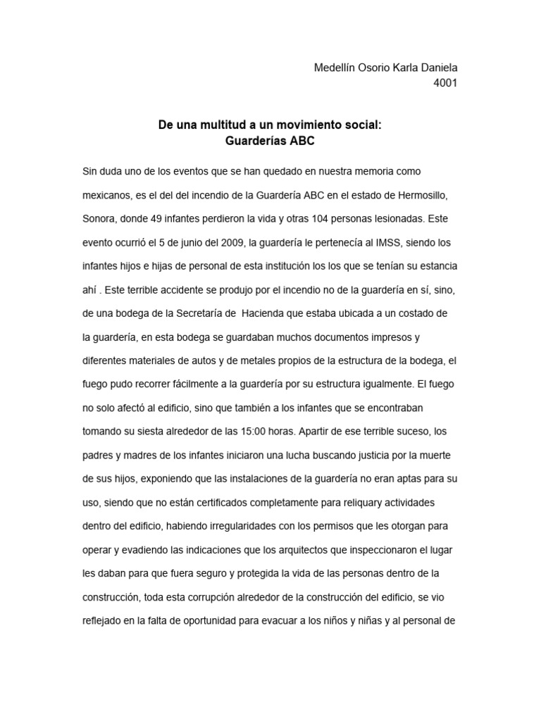 Guardería ABC - Carga Afectiva en Los Movimientos Sociales | PDF