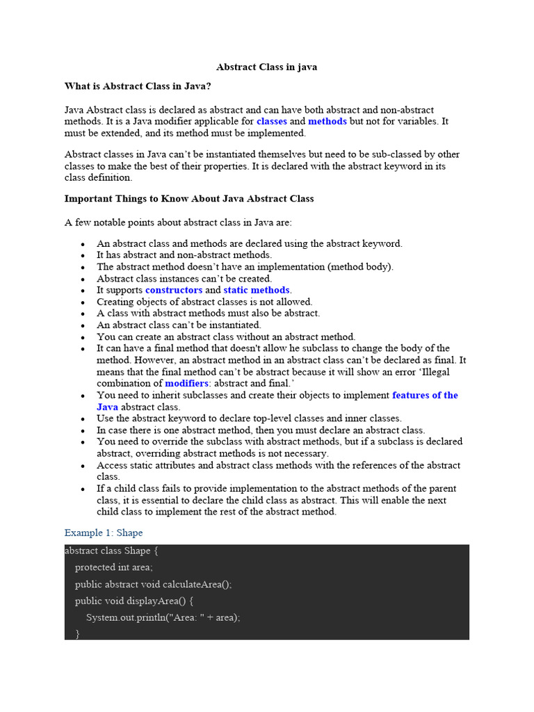 Abstract Class In Java Pdf Method Computer Programming Class Computer Programming