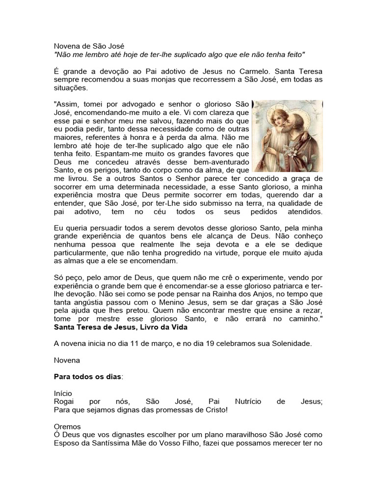 Novena De Sao Jose Dia 2