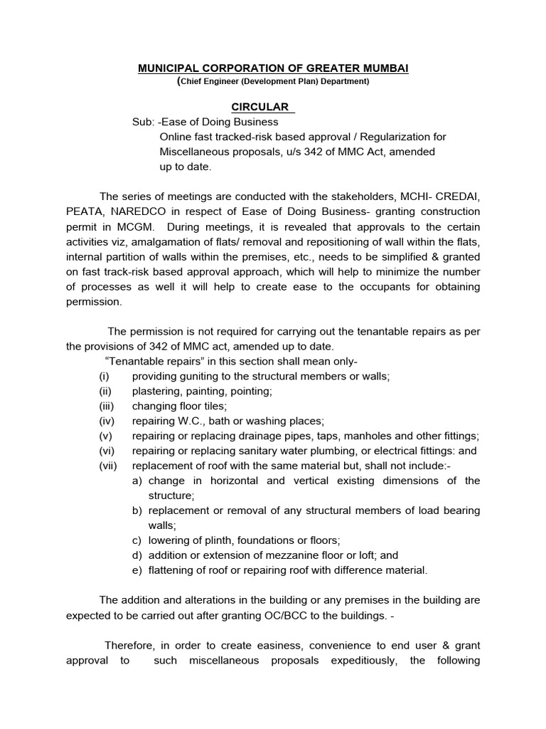 MCGM Circular | PDF | Wall | Architect