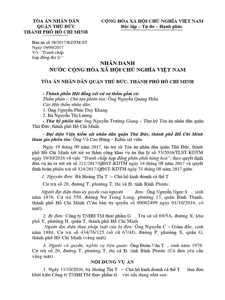 Ban An Hoang Thi T Cong Ty G | PDF