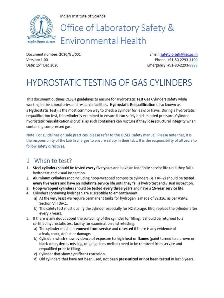 Hydrostatic Test | Download Free PDF | Gases | Gas Technologies
