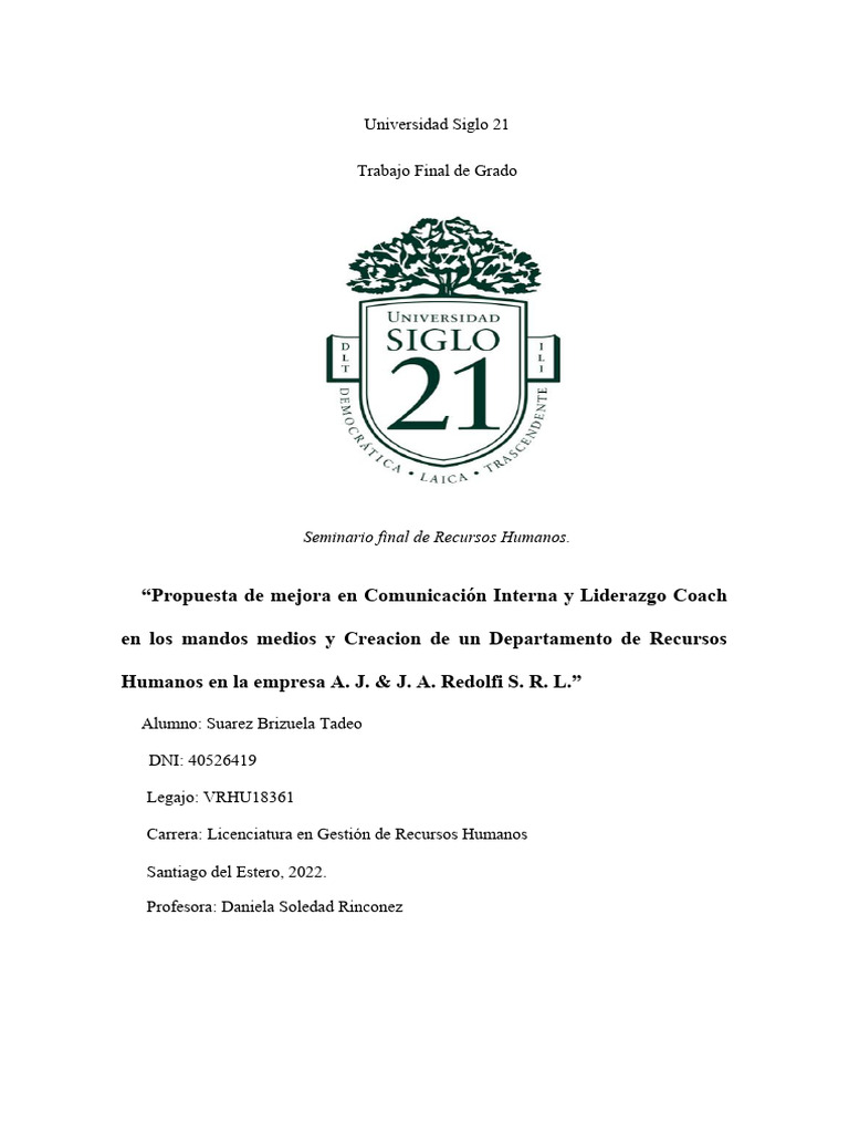TFG - Suarez Brizuela Tadeo | PDF | Gestión de recursos humanos | Reclutamiento