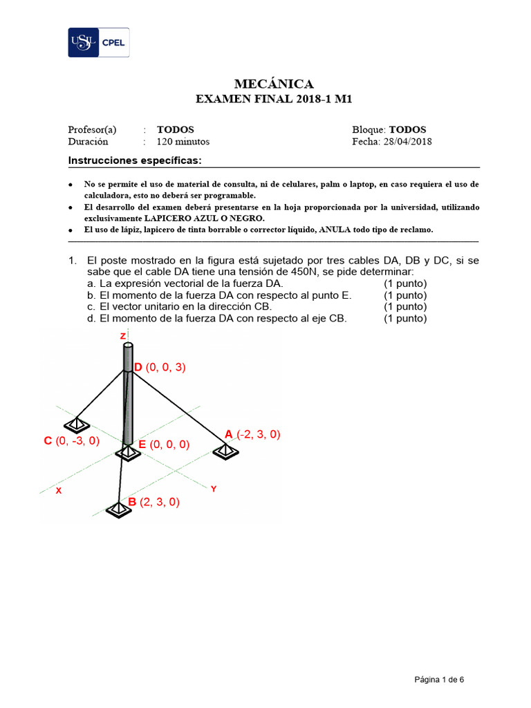 Examen 03 | PDF | Fuerza | Vector Euclidiano