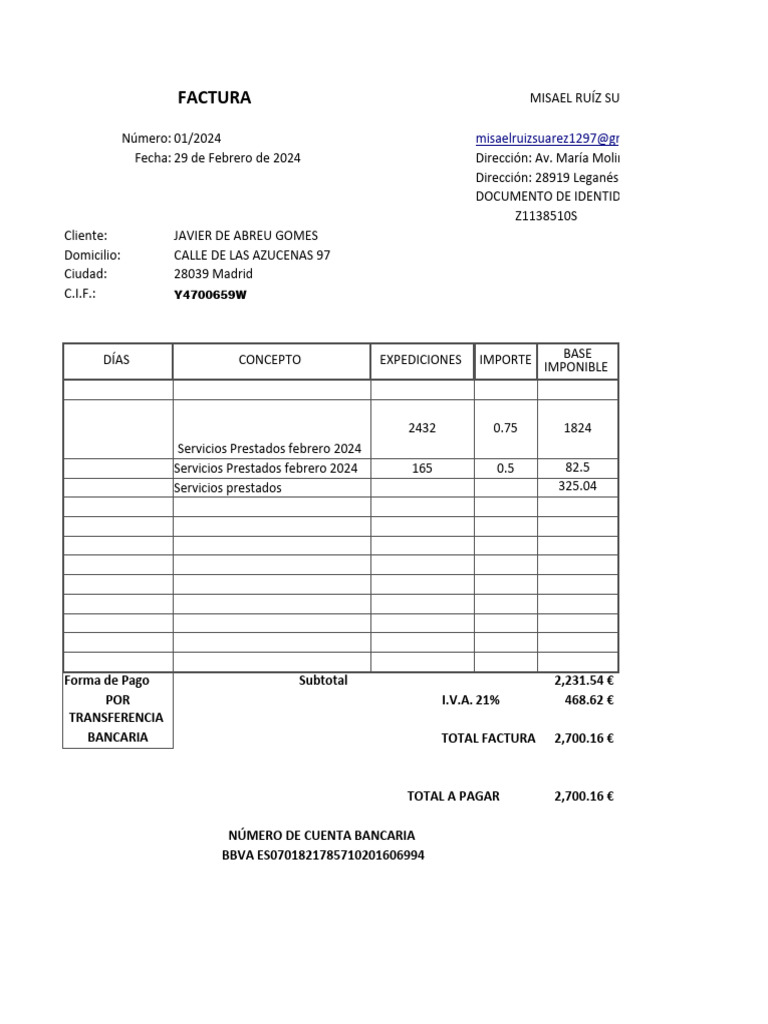 Factura Enero 2024 | PDF