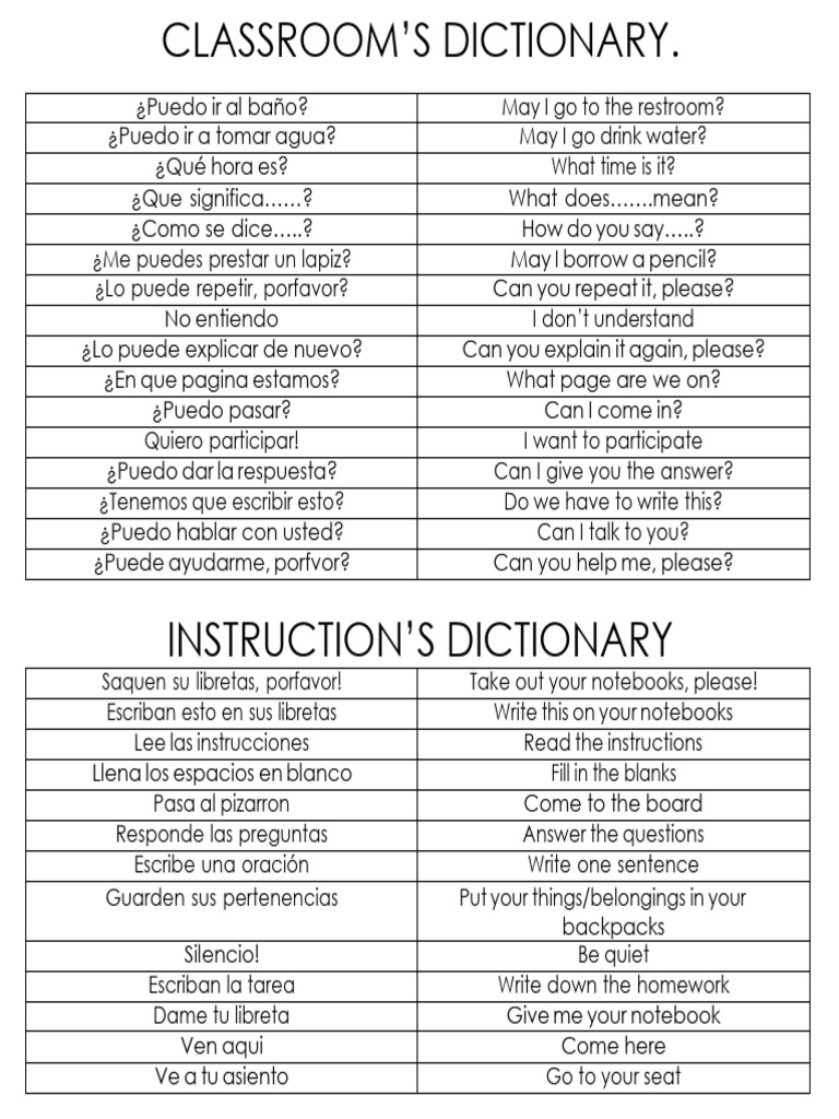 Classroom's Dictionary | PDF
