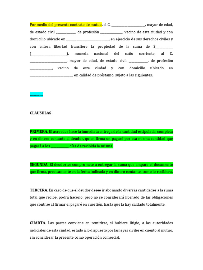 contrato-de-mutuo-simple | PDF
