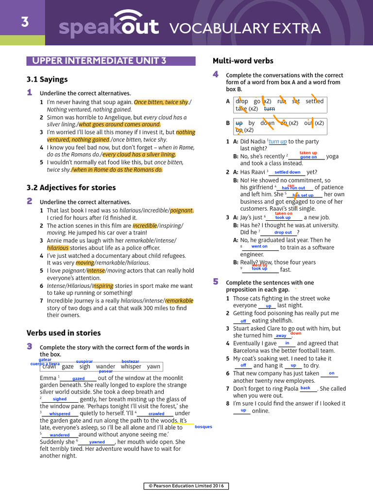 Speakout Vocabulary Extra Upper Intermediate Unit 3 | PDF | Verb | Noun