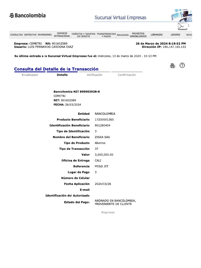 Pago Meso Jet Marzo | PDF